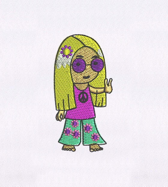 Hippie Girl Embroidery Design Hippie Embroidery Design - Etsy
