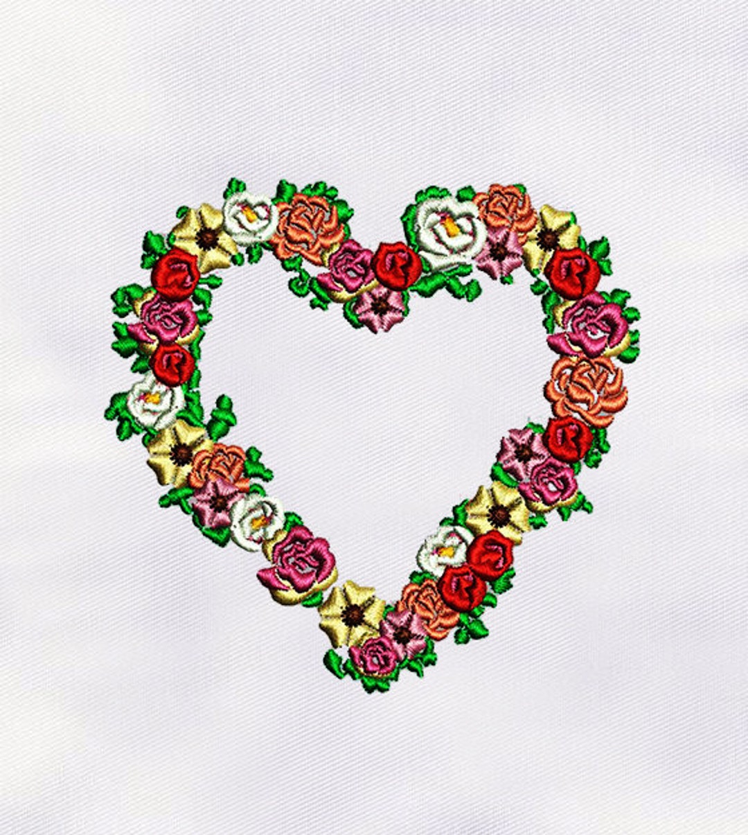 Heart Shape Flowers Embroidery Design |flowers Heart Embroidery Design ...