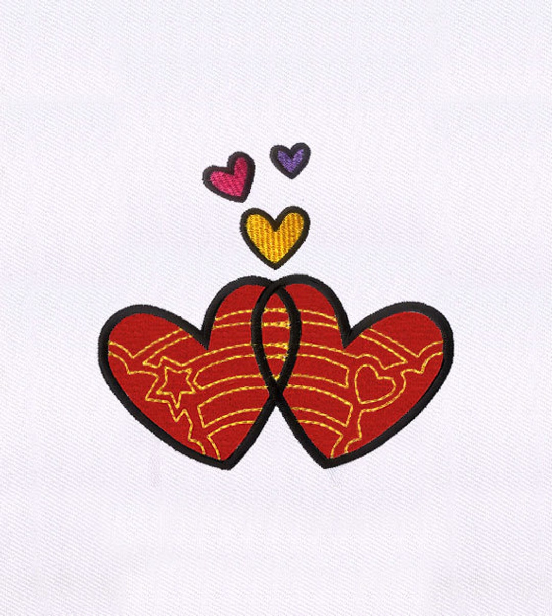 Fanciful Connected Hearts Embroidery Design | Heart Embroidery Design ...