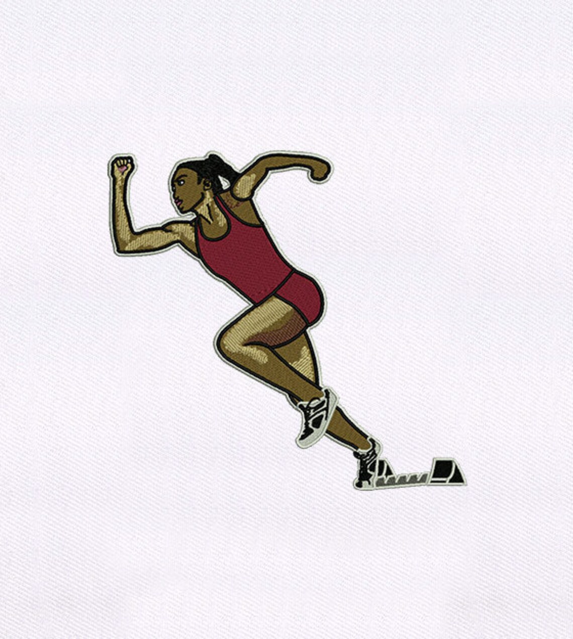 Spiritedly Female Athlete Embroidery Design Running | Etsy