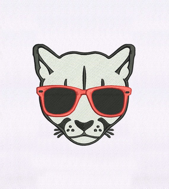Puma Embroidery Design Animal Embroidery Design Glasses | Etsy