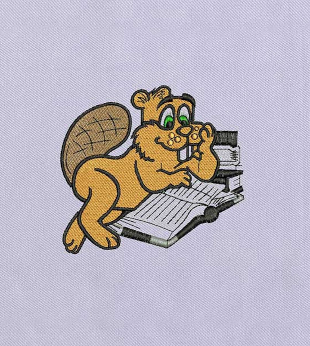 Beaver Reading Book Machine Embroidery Design | Rodent Embroidery ...