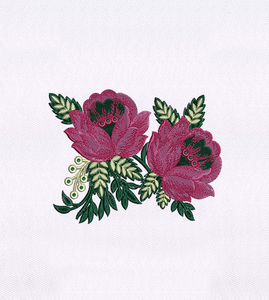Punky Pretty Pink Flowers Embroidery Design | Rose Flower Embroidery ...