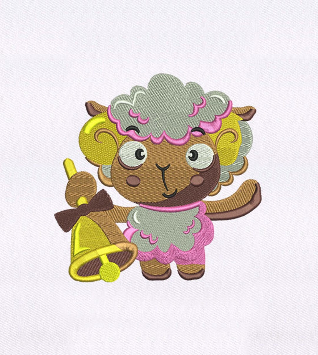 Bell Ringing Sheep Embroidery Design |animal Embroidery Design | Sheep ...