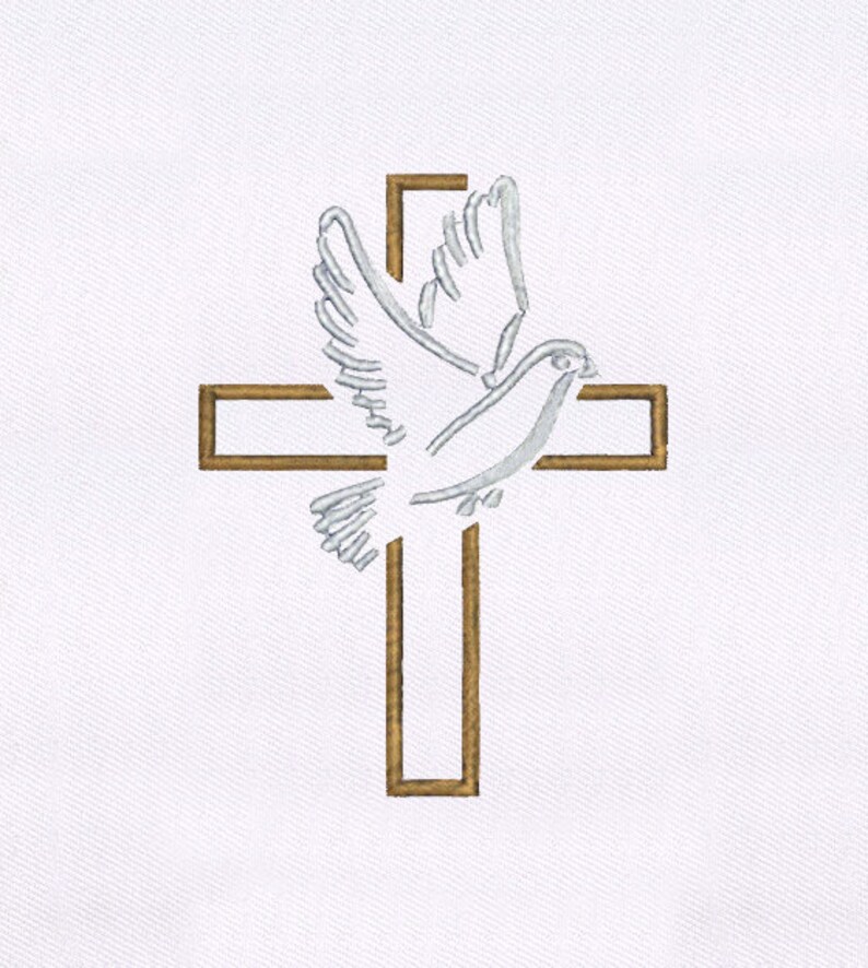 Peaceful Cross & Dove Embroidery Design | Religion Embroidery Design ...
