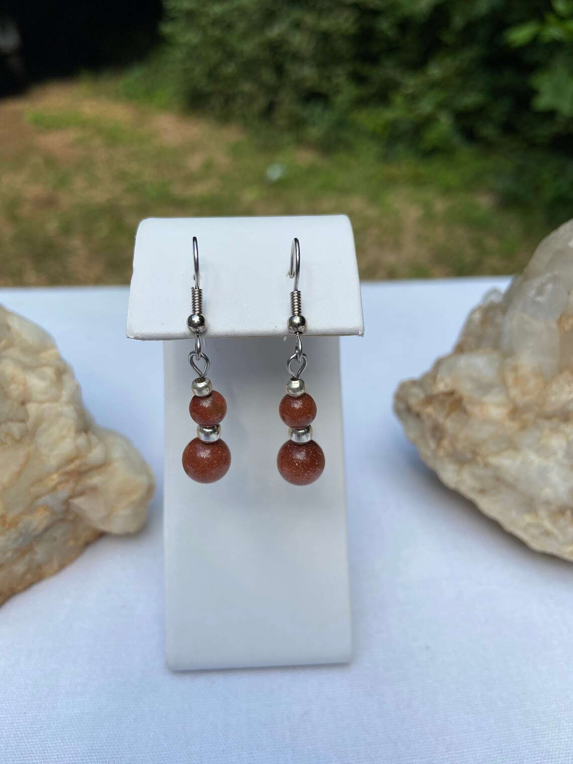 Gold Sandstone Gemstone Necklace and Earrings Set - Etsy