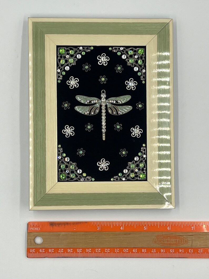 Sage Green Dragonfly Rhinestone Framed Art - Etsy