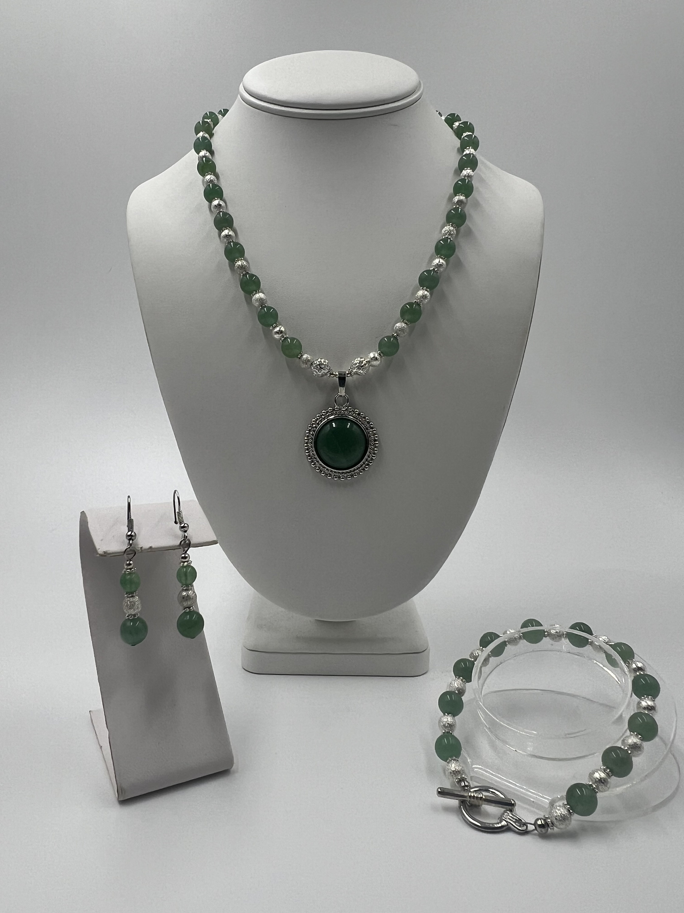 Green Aventurine Gemstone Necklace Set - Etsy