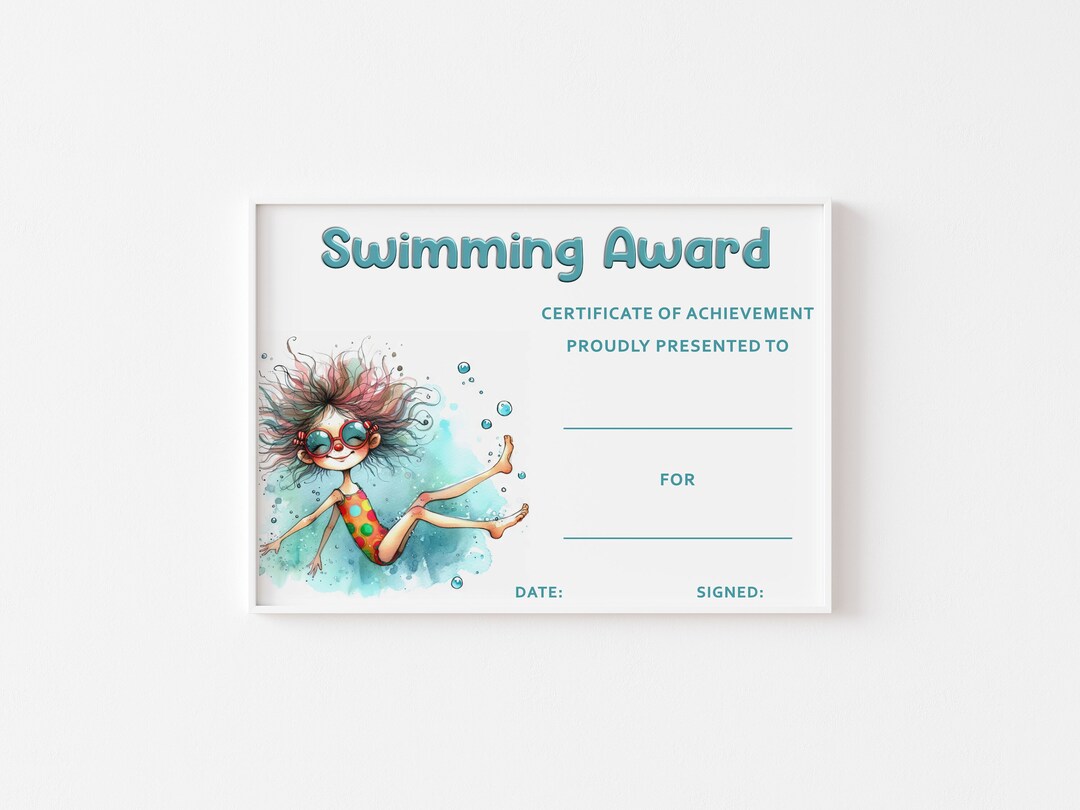 Swimming Certificate, Swimming Award, Swimmer, Swimming Lesson Award ...