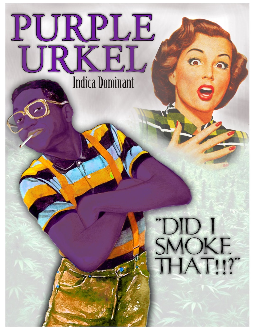 Vintage Cannabis Collage Art Print, Weed Art, Cannabis Art, Purple ...