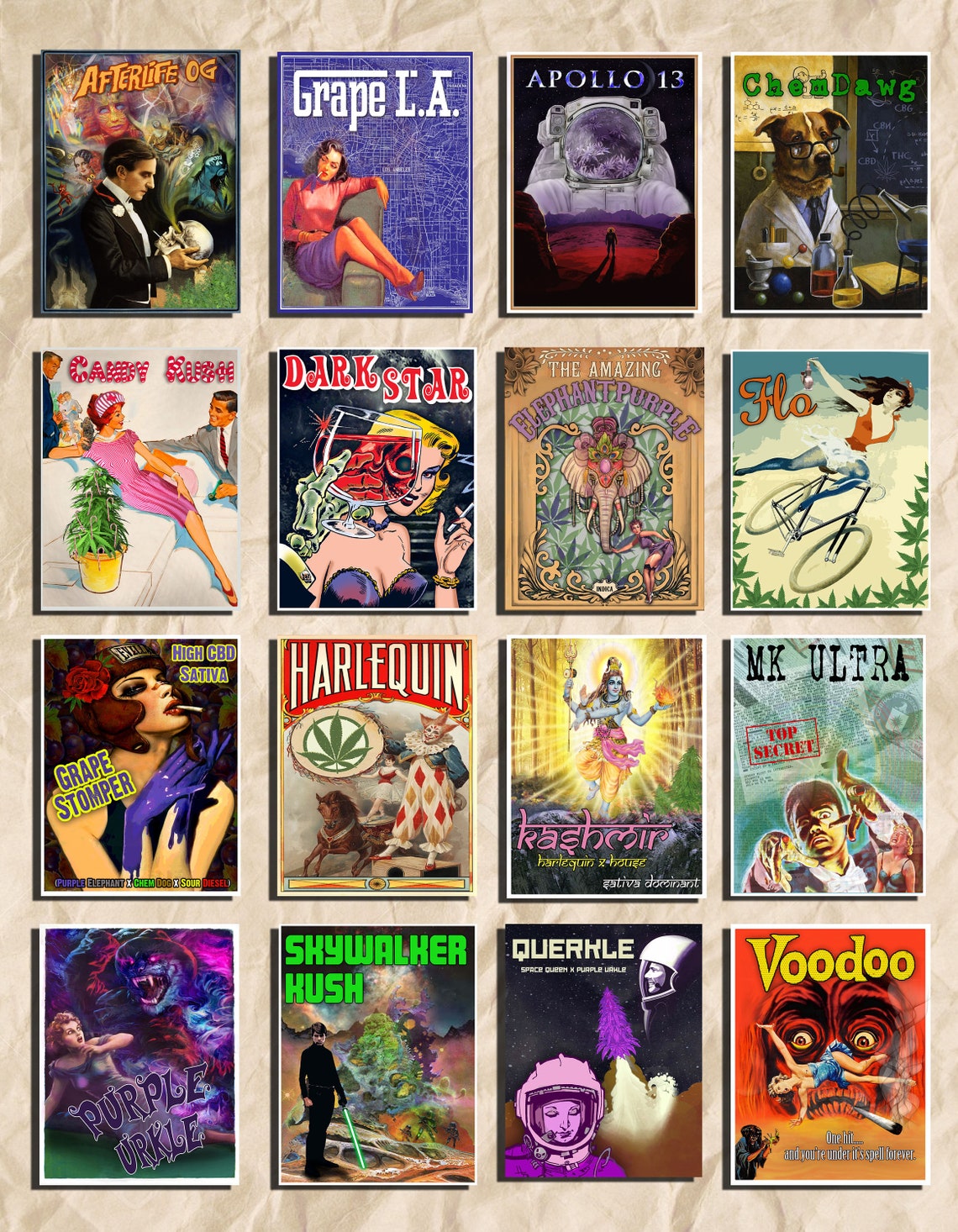 Vintage Cannabis Collage Art Print Weed Art Cannabis Art - Etsy