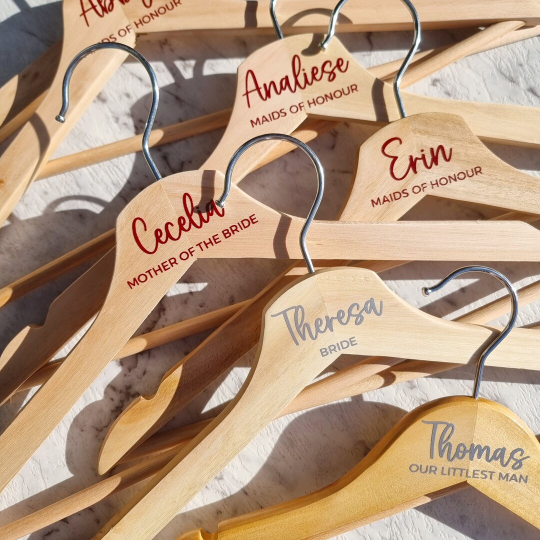 Personalised Wedding Dress Hangers for Bride & Bridesmaids - Custom ...