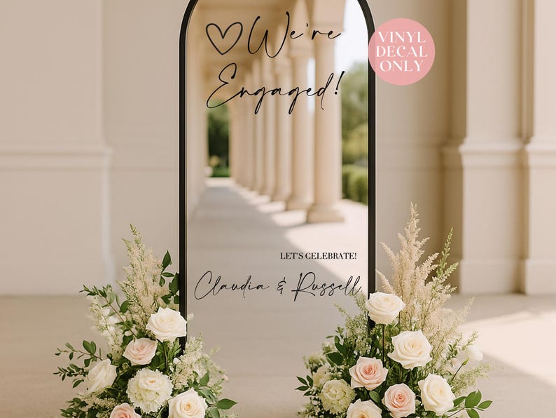 Custom Decal for Mirror Engagement Sign – We’re Engaged Mirror Decal ...