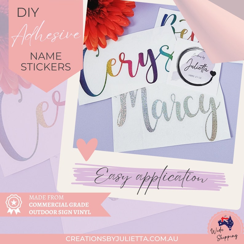 Custom Vinyl Name Stickers, Personalised Vinyl Name Decal, Personalised ...