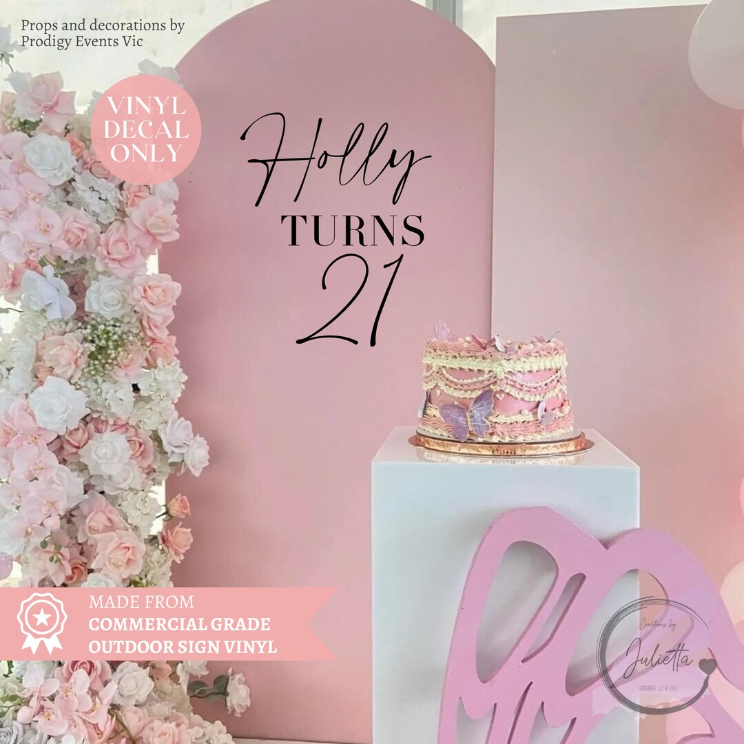 Personalised Birthday Vinyl Decal Turning 21 Birthday Custom Vinyl ...