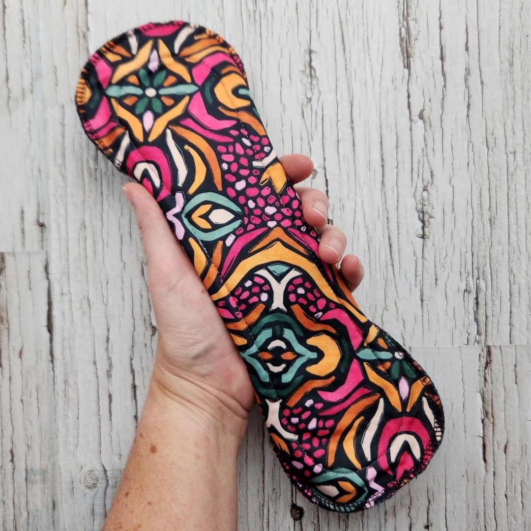 Reusable Cloth Pads in Abstract Damask Pique Print, Washable Menstrual ...