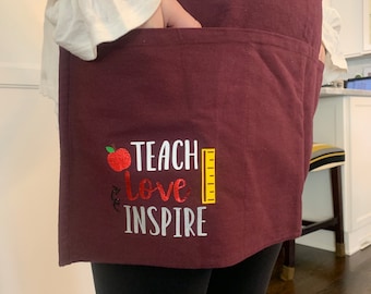 Personalized Teacher Apron With Pockets Custom School Teacher Gift ...