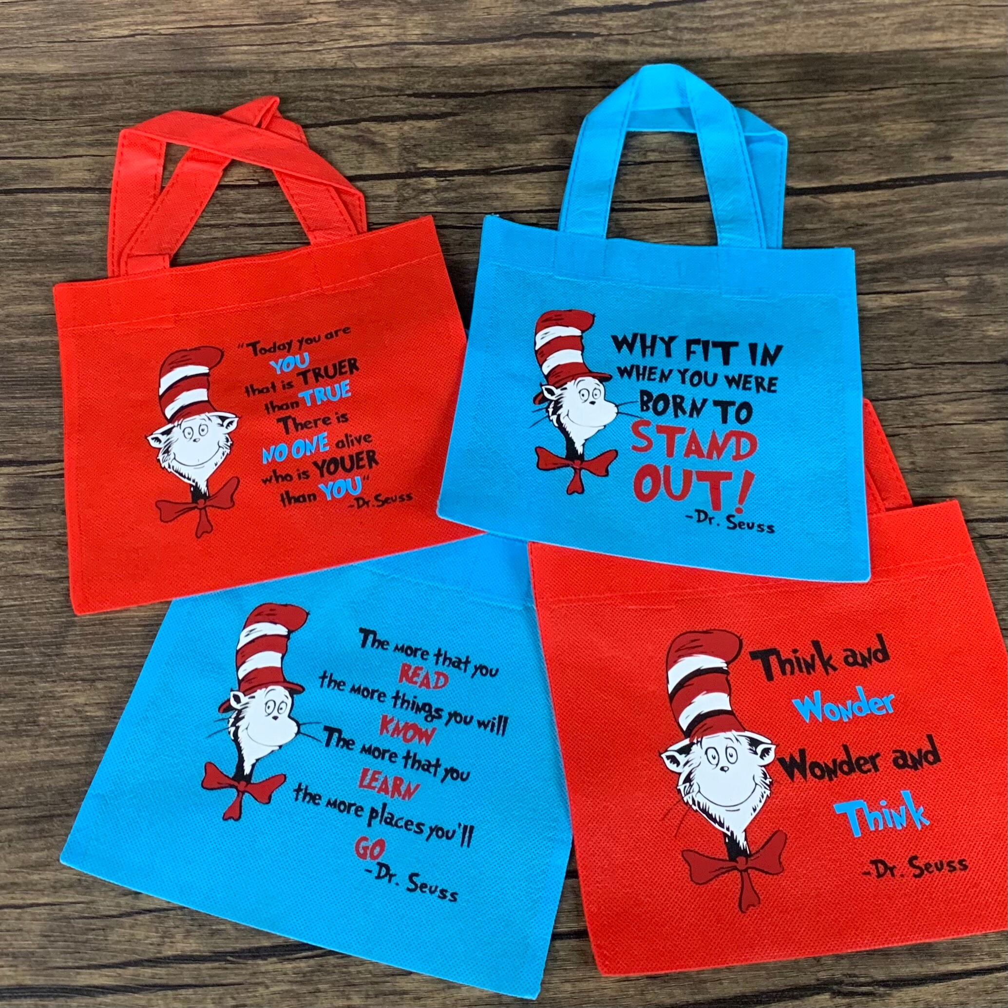 Dr. Seuss Inspired Party Favor Bag | Colorful Tote - Etsy