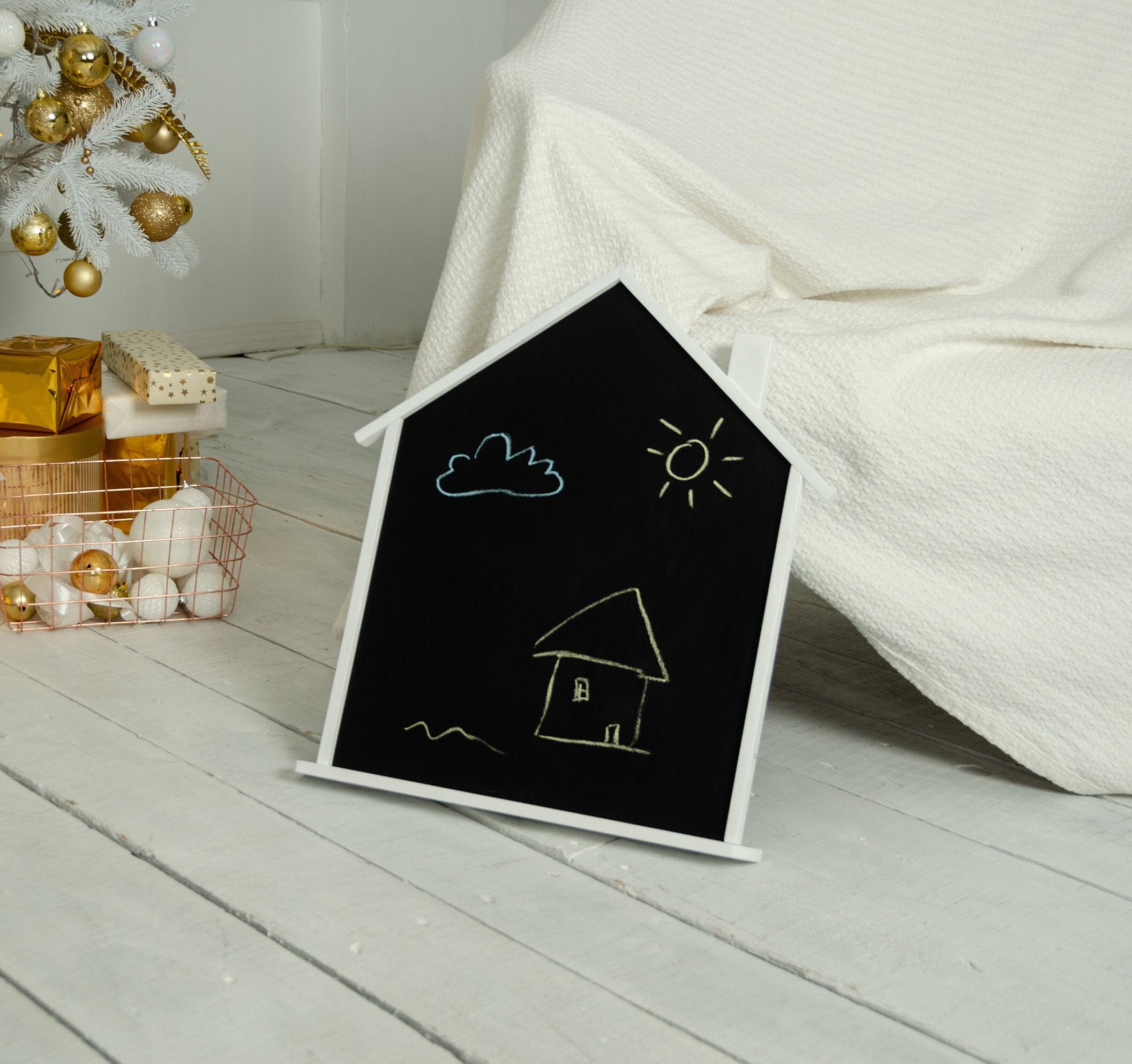 Kids Chalkboard, White Framed Chalkboard, House Chalkboard, Wall ...