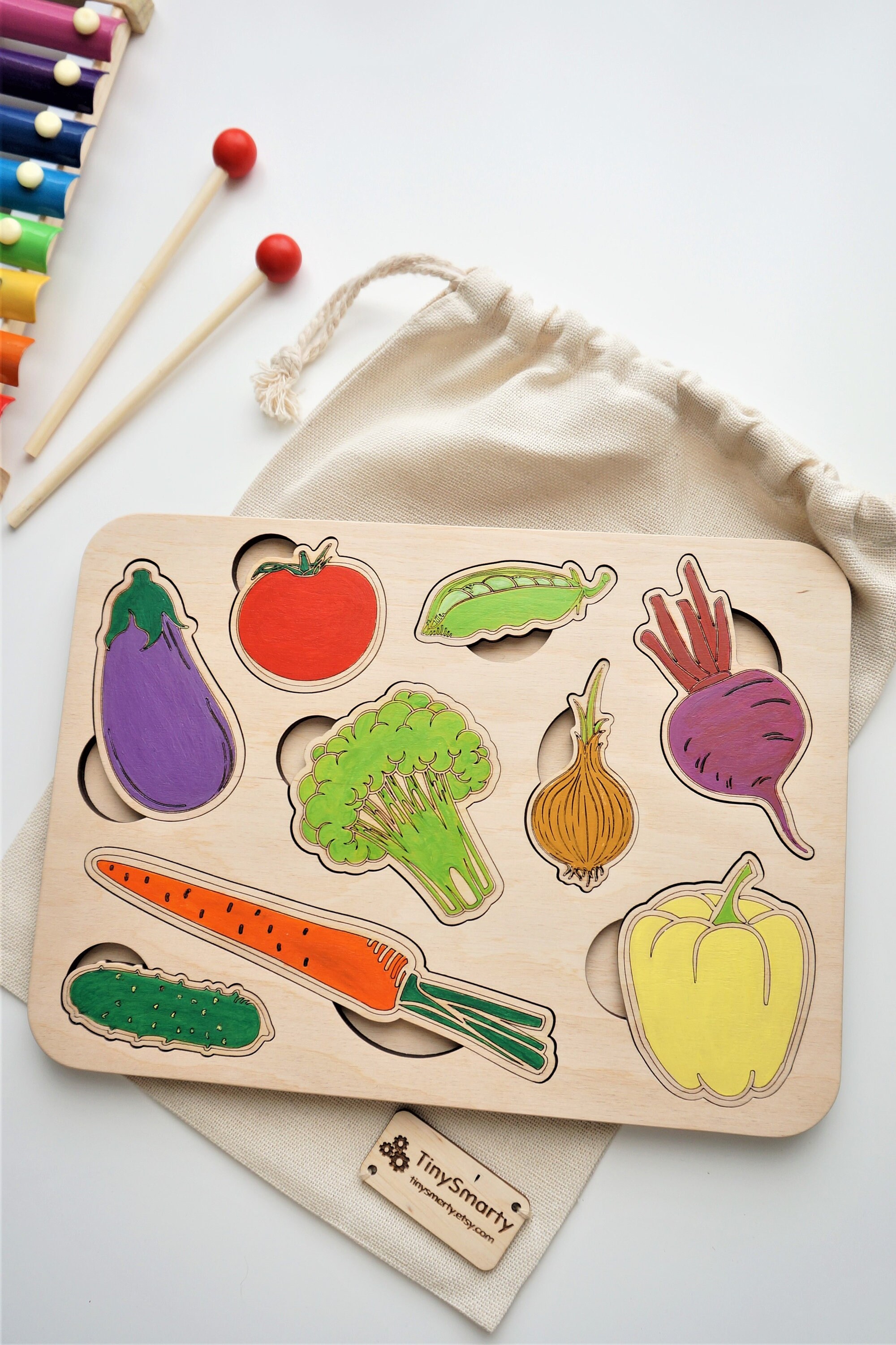 Wooden Toddler Puzzle Wooden Vegetable Puzzle Eco Friendly Wooden Toys ...
