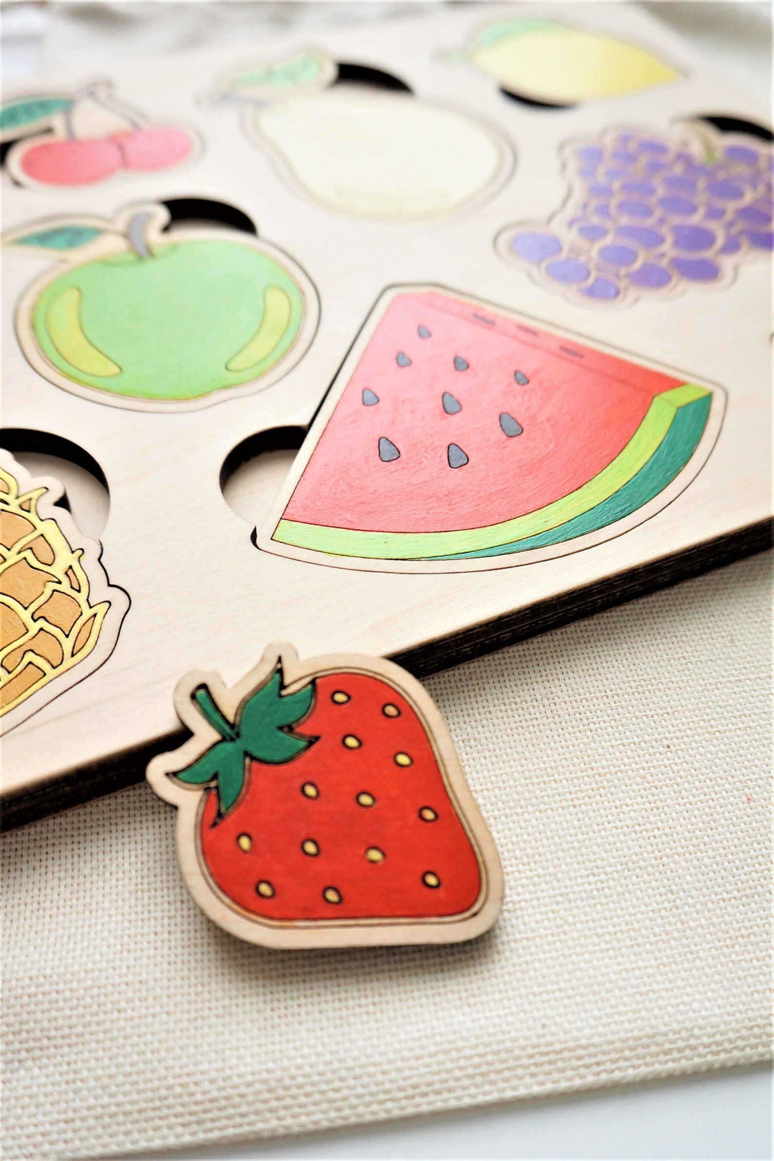 Wooden Toddler Puzzle Wooden Fruits Puzzle Toddler Puzzles - Etsy