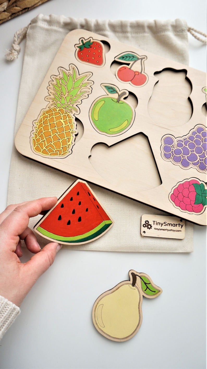 Wooden Toddler Puzzle Wooden Fruits Puzzle Toddler Puzzles - Etsy