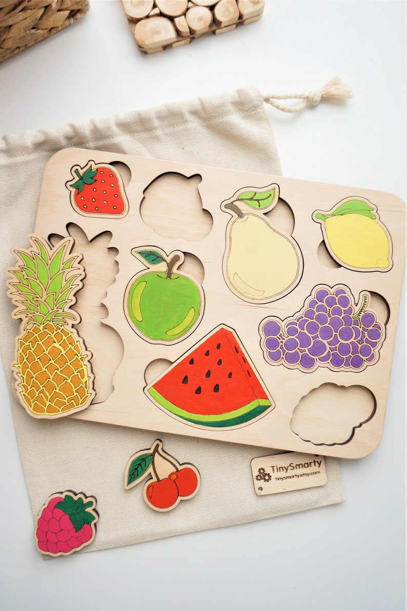 Wooden Toddler Puzzle Wooden Fruits Puzzle Toddler Puzzles - Etsy