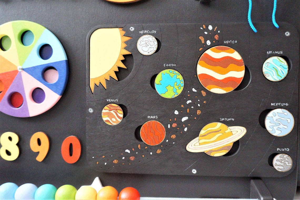 Space Busy Board Boy Baby Sensory Wall Board Montessori Busy - Etsy