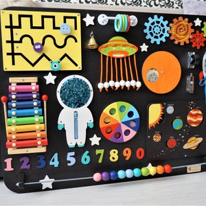 Space Busy Board Boy Baby Sensory Wall Board Montessori Busy Board 1 ...