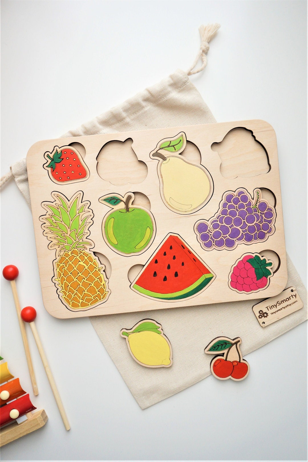 Wooden Toddler Puzzle Wooden Fruits Puzzle Toddler Puzzles - Etsy