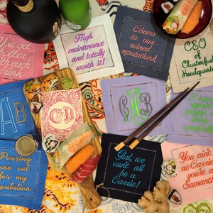 Funny Custom Embroidered Linen Cocktail Napkins, YOUR Phrases or Ours ...