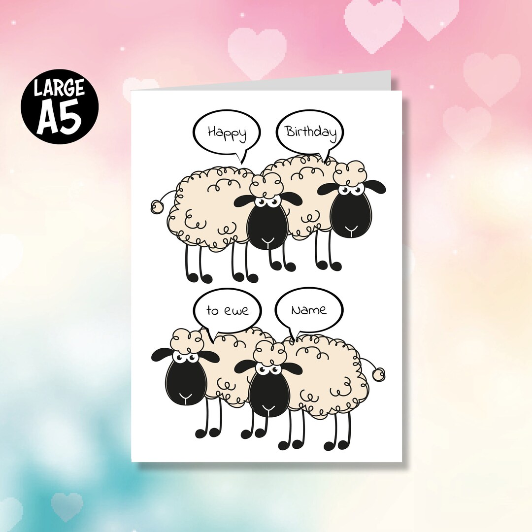 Funny Sheep Birthday Card Cute Sheep Happy Birthday to Ewe - Etsy UK