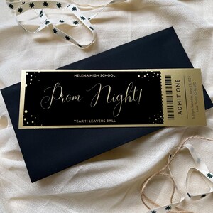 Personalised Metallic Gold Prom and Ball Invite, Ticket | Personalized ...