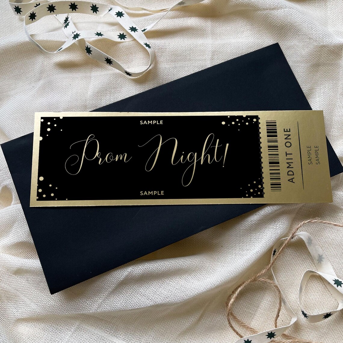 Personalised Metallic Gold Prom and Ball Party Invite and Ticket ...