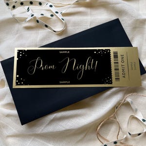 Personalised Metallic Gold Prom and Ball Invite, Ticket | Personalized ...