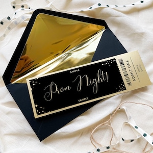 Personalised Metallic Gold Prom and Ball Invite, Ticket | Personalized ...