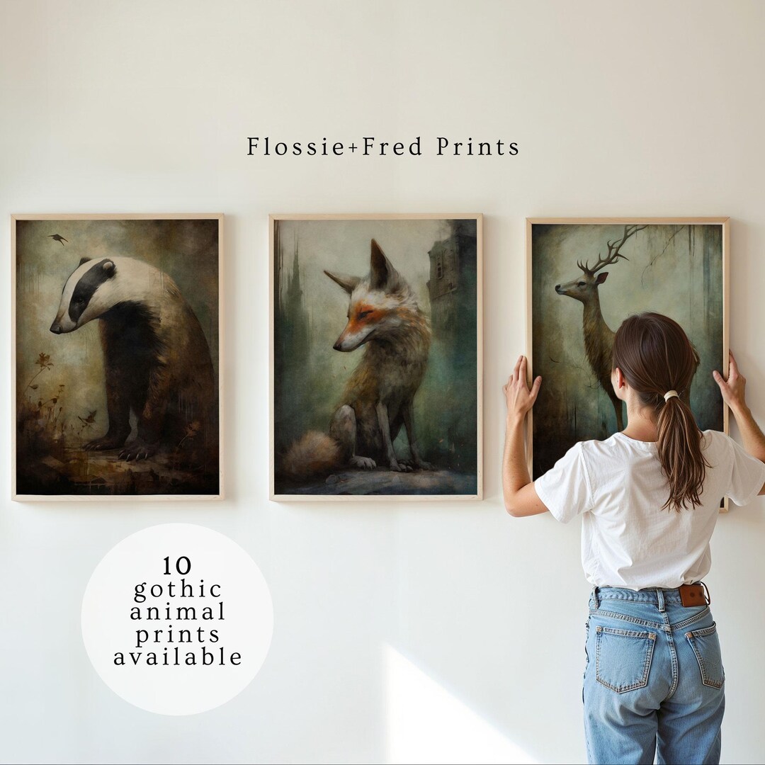 Gothic Style Animal Illustration Wall Art Print 10 Different Animals to ...