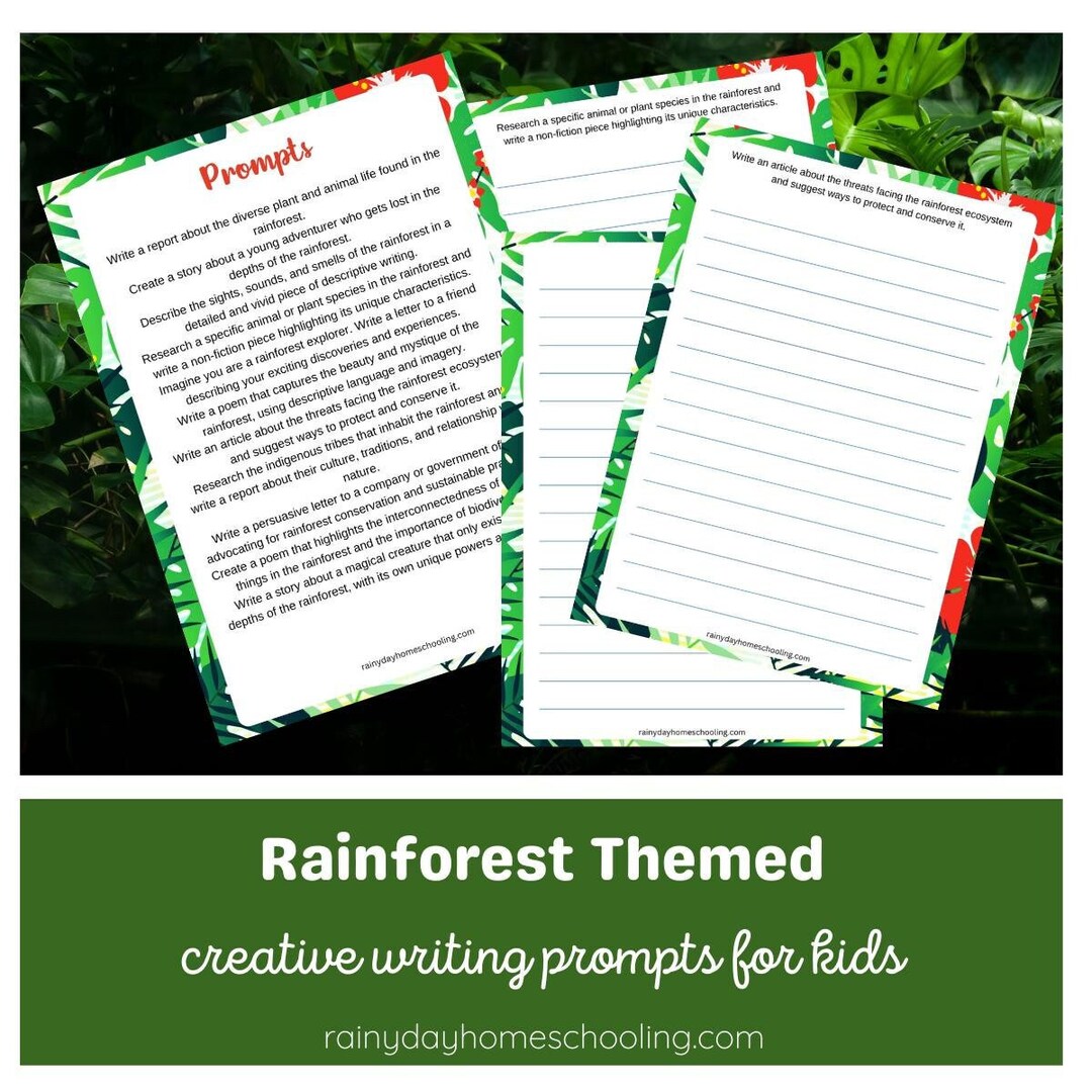 Rainforest Creative Writing Prompts for Kids - Etsy