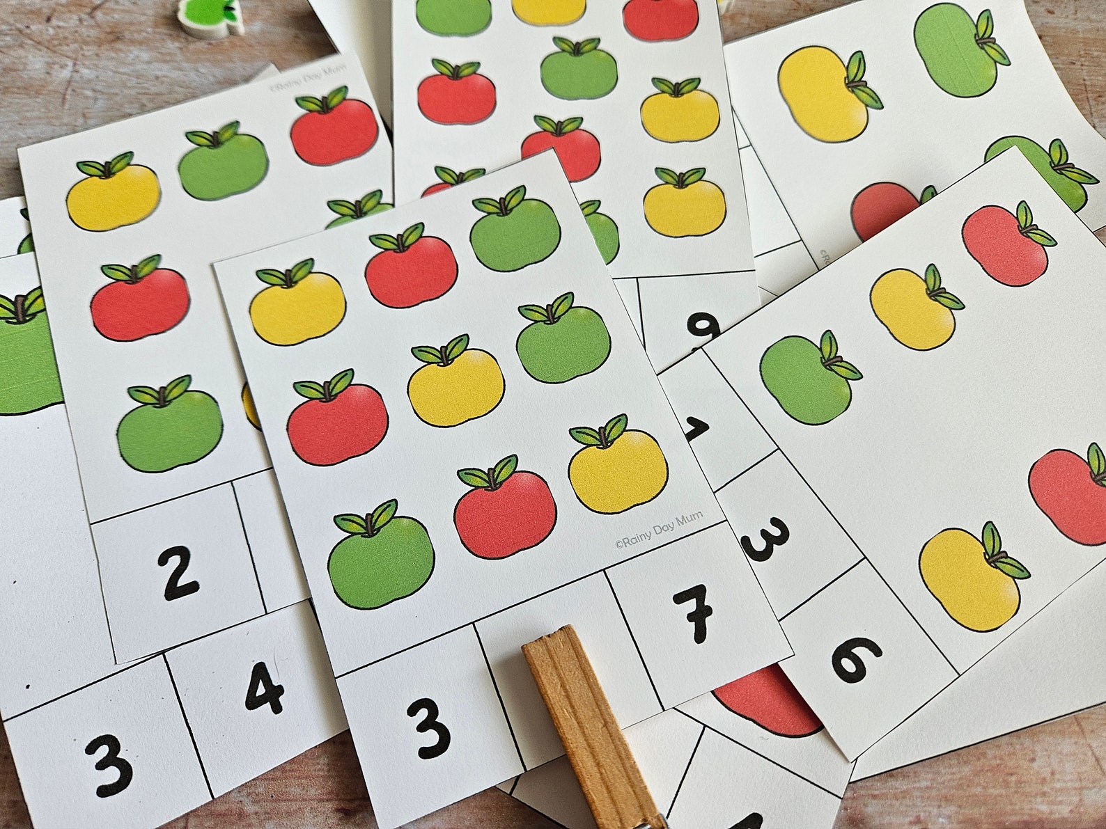 Apple Count and Clip Cards - Etsy