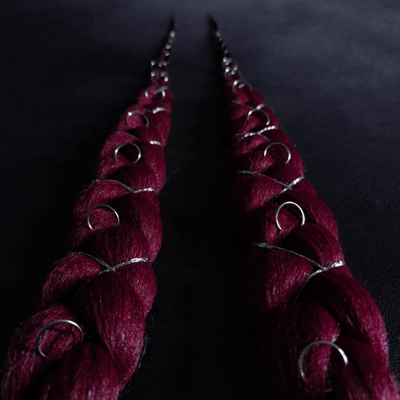 Burgundy Carabiner Braids • Detachable Clip-in Hair • Dark Red Braid ...