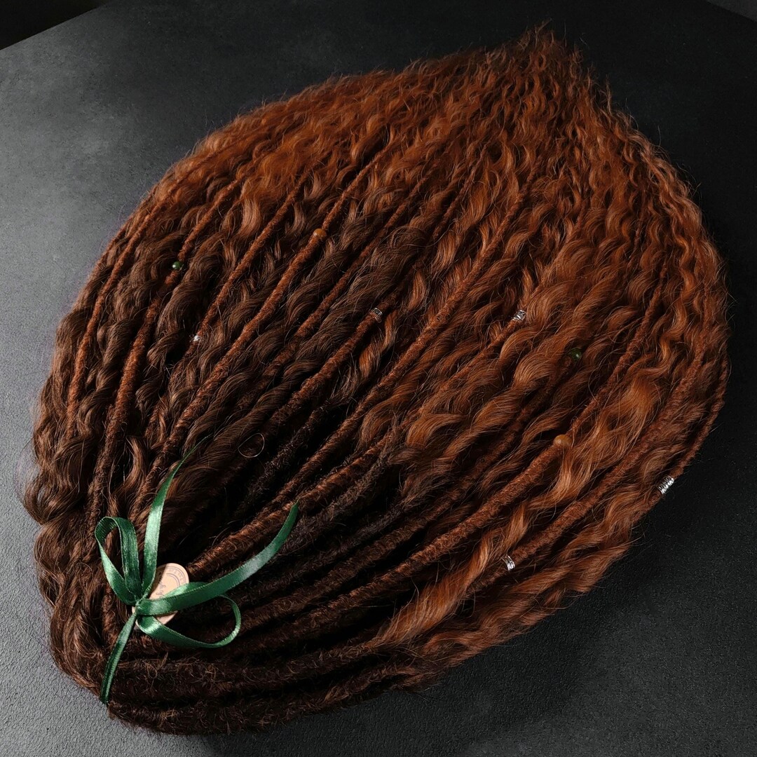 Orange Curly Dreads Ginger Red Wavy Synthetic Dreads Extensions Natural ...