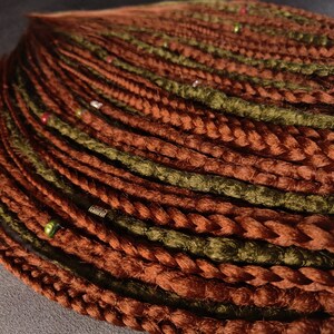 Ginger Red Boho Synthetic Dreads Extensions Olive Green Dreads Copper ...