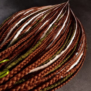 Ginger Red Boho Dreads: Copper, White and Olive Green Dreadlocks With ...