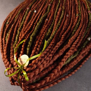 Ginger Red Boho Synthetic Dreads Extensions Olive Green Dreads Copper ...