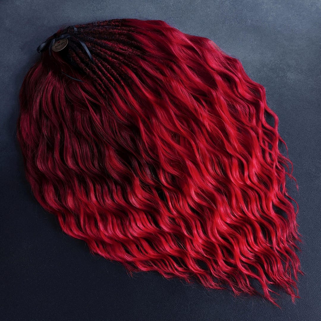 Dark to Red Wavy Dreadlocks Extensions: Crochet Synthetic Dreads - Etsy