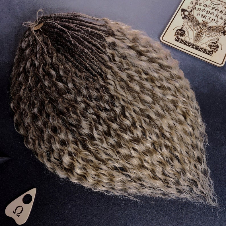 Curly Crochet Dreadlocks: Brown to Dark Blonde Wavy Synthetic Dreads ...