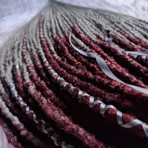Dark Red Synthetic Dreads Extensions Gray Boho Dreadlocks Burgundy ...