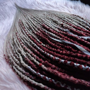 Dark Red Synthetic Dreads Extensions Gray Boho Dreadlocks Burgundy ...