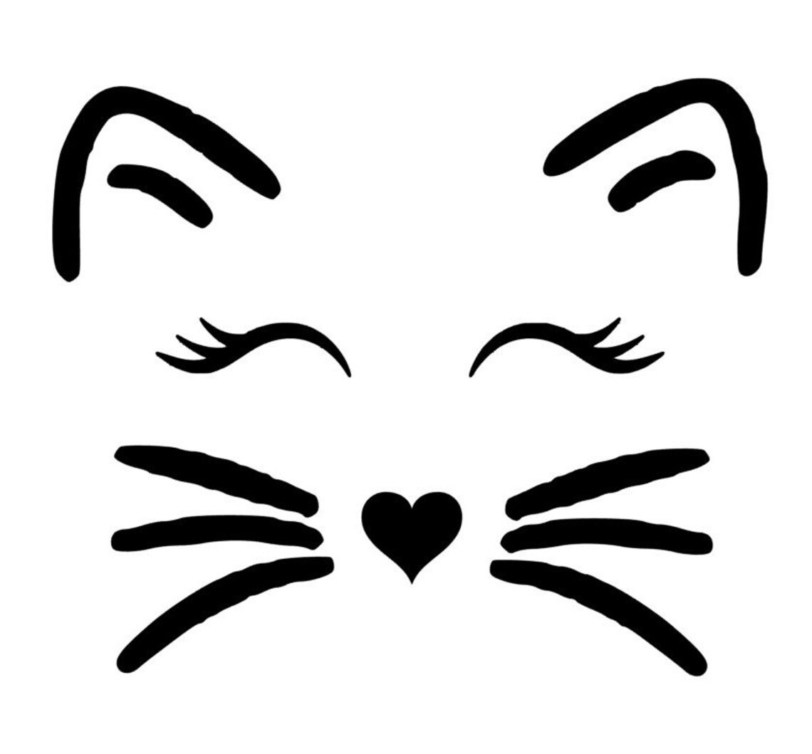 Cat Face Permanent Adhesive Vinyl Decal Car Window Decal - Etsy