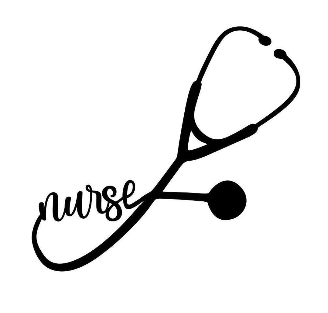 Nurse Stethoscope Vinyl Decal, Nurse Decal, Car Window Decal, Laptop ...